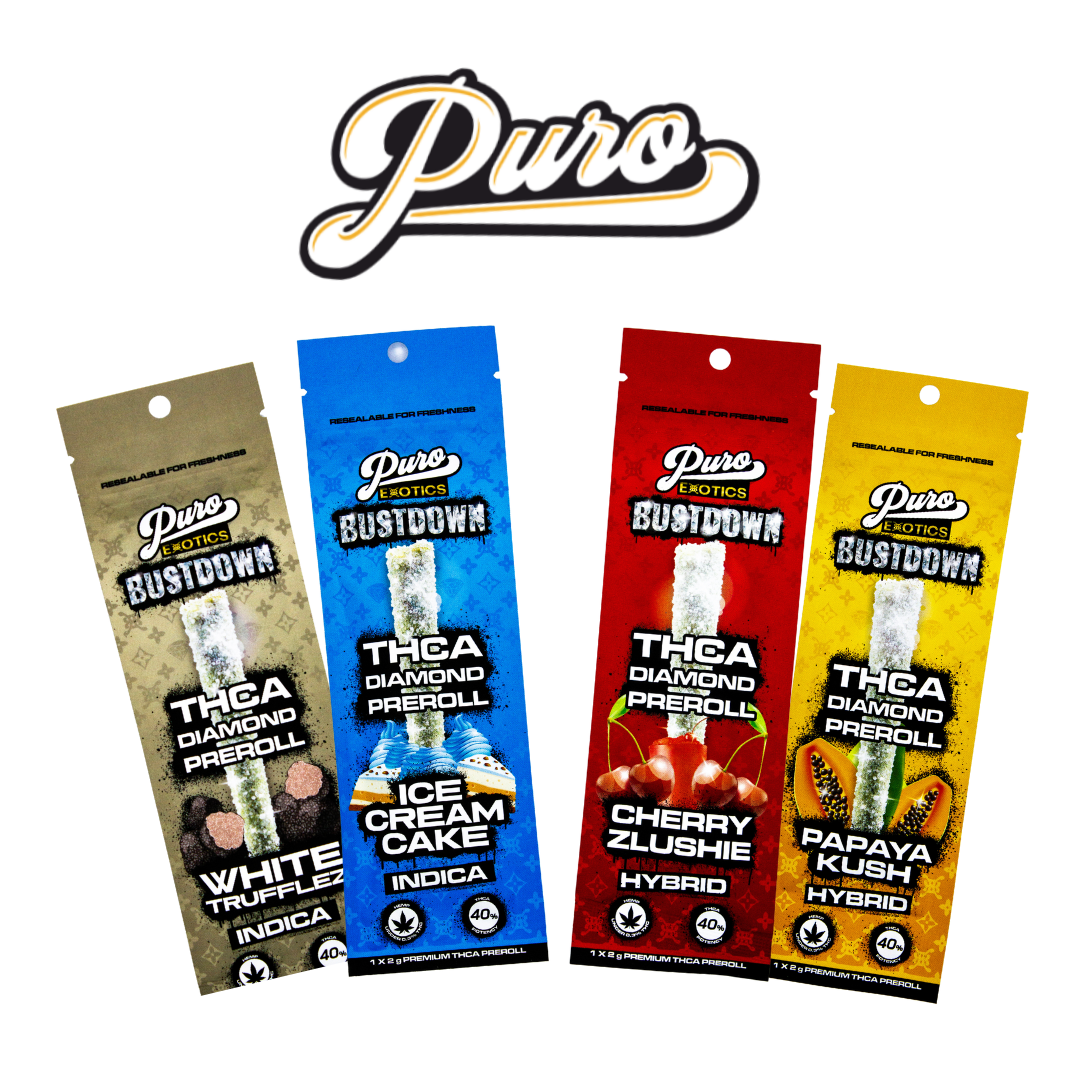 Puro Exotics Bustdown THC-A Diamond Preroll 2gm – Rock N' Roll It
